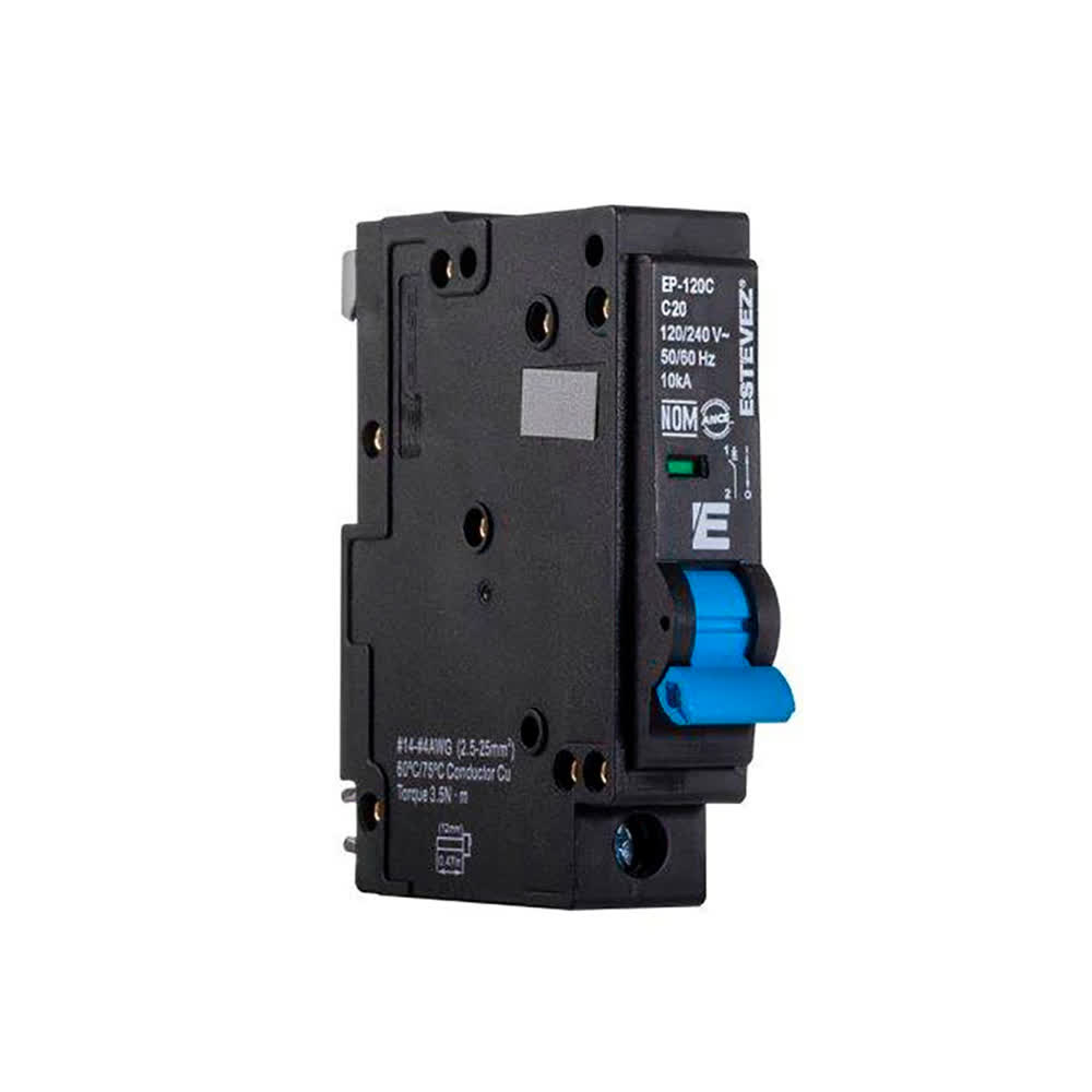 INTERRUPTOR TERMOMAGNETICO PLUG 1P20A CURVA C ESTEVEZ